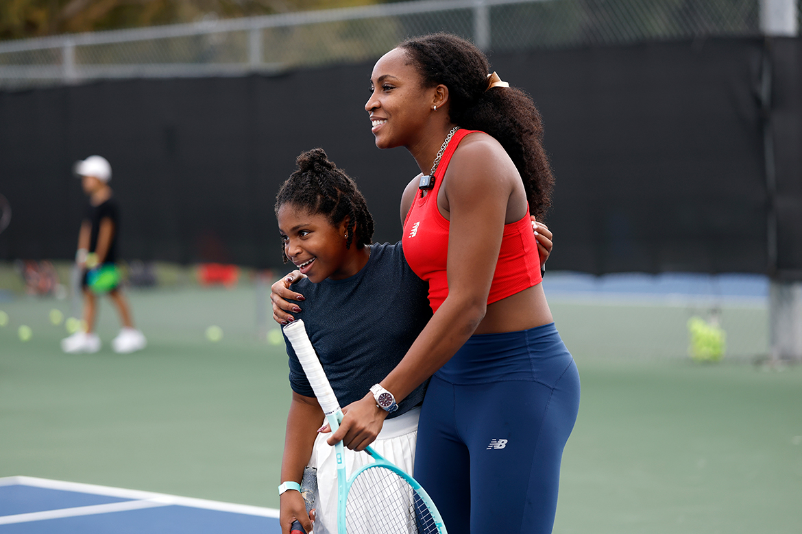 Coco Gauff surprises a New Orleans tennis clinic at courts refurbished ...
